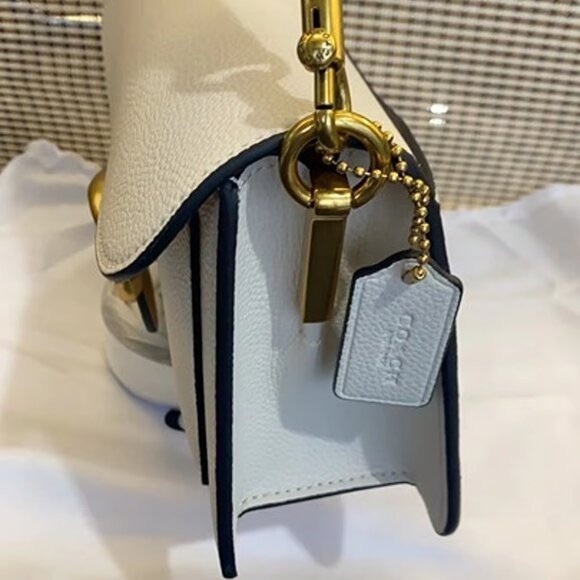 Coach | Bags | Coach Ivory Leather Shoulder Bag With Gold Accents ...
